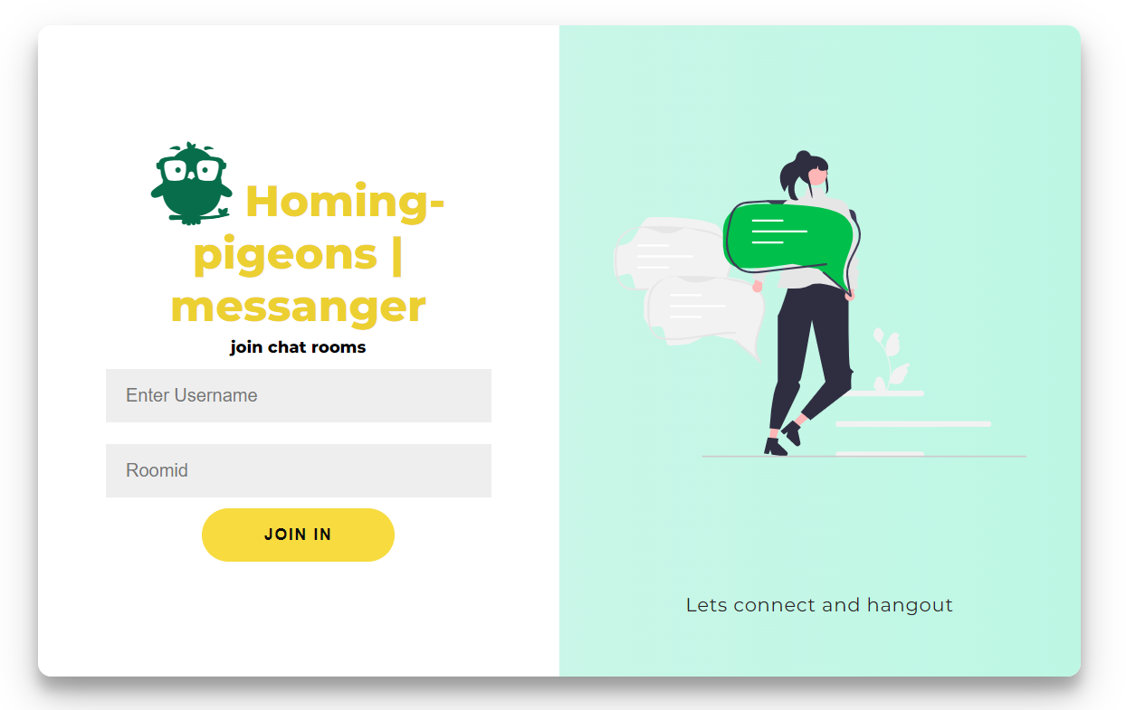 GitHub - karmakaranupam11/Homing-pigeons: Homing-pigeons is a realtime messaging web application ...