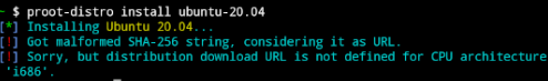 Distribution downloaded URL is not defined for CPU architecture 'i686 ...