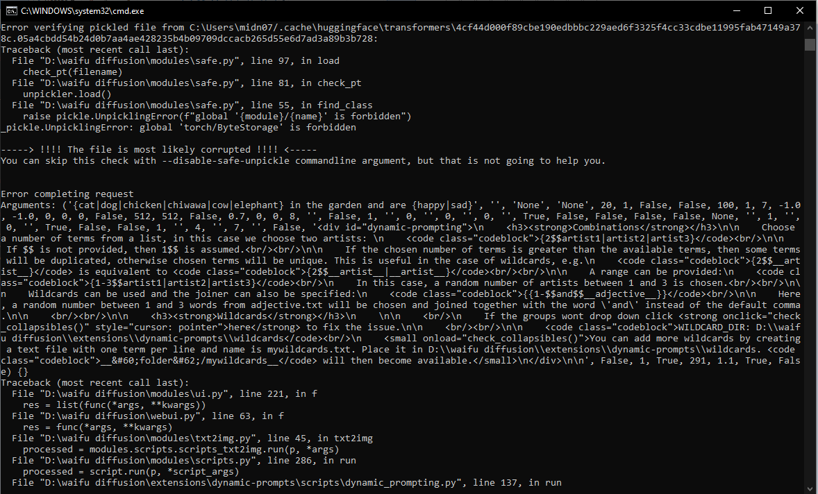 errors while using Magic prompit · Issue #47 · adieyal/sd-dynamic-prompts · GitHub