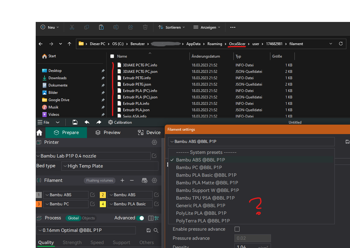 How do I import all my filament profiles into the new Orca? · Issue #517 · SoftFever/OrcaSlicer ...