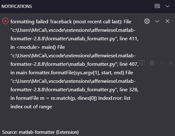 Fail to format empty file · Issue #86 · affenwiesel/matlab-formatter-vscode · GitHub