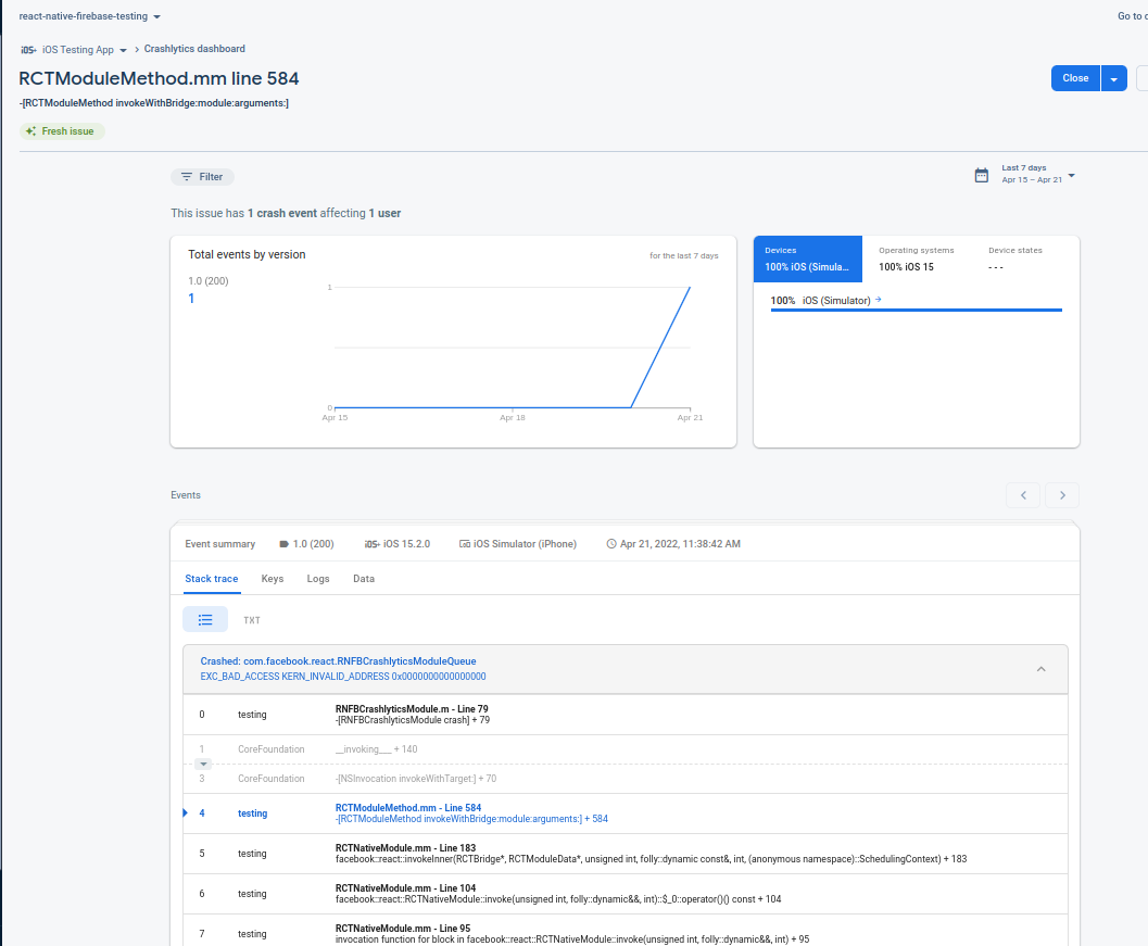 [🐛] Crashlytics not recording anything in the dashboard in ios · Issue #6207 · invertase/react ...