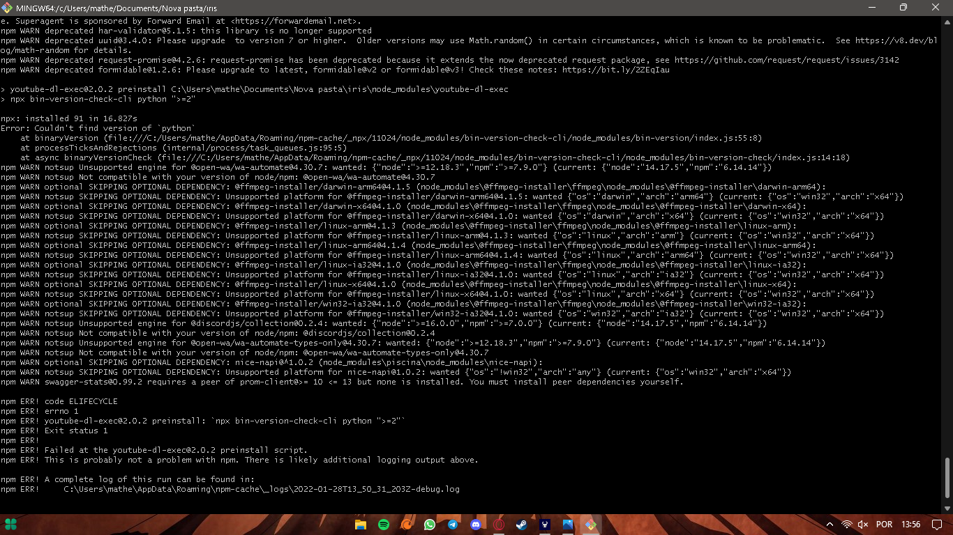 erro no npm i · Issue #511 · KillovSky/Iris · GitHub