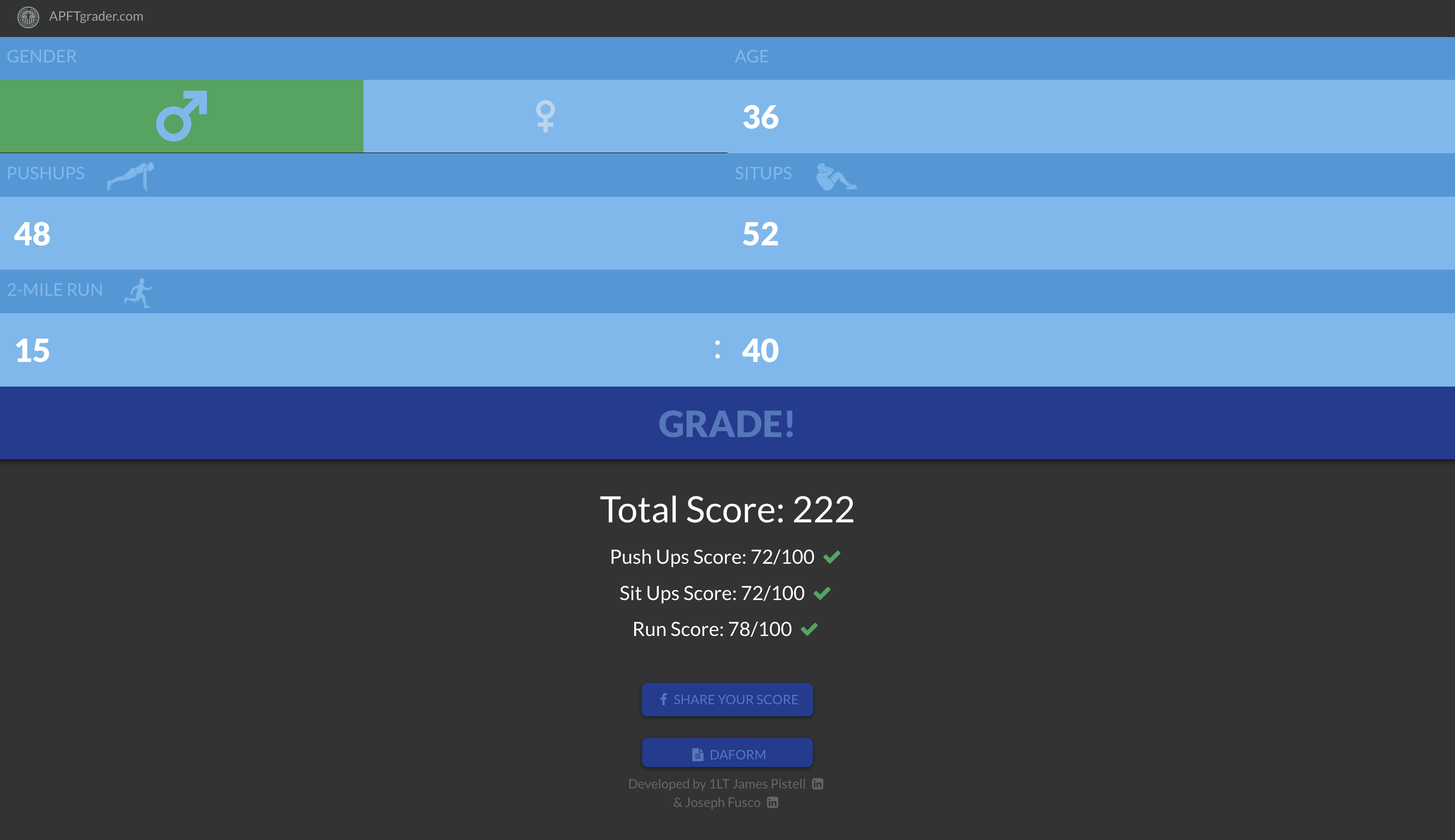 GitHub - pistell/APFT-Grader: Archived web app I made in 2014 GitHub - pistell/APFT-Grader: Archived web app I made in 2014