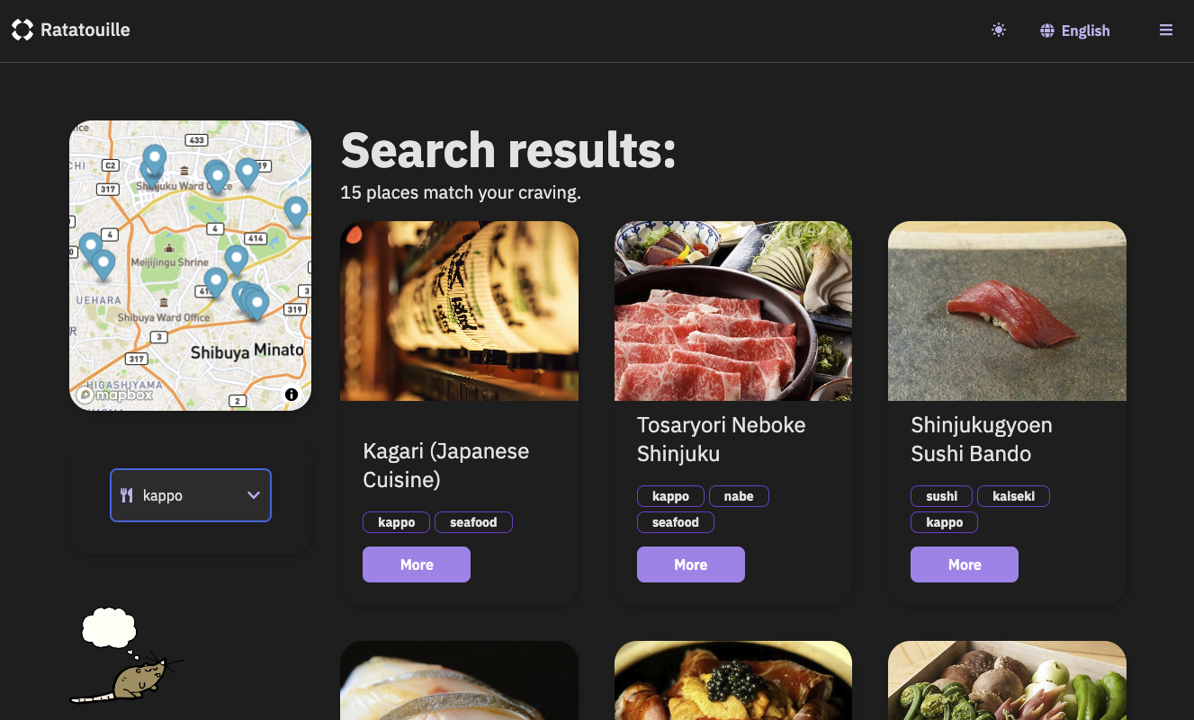 GitHub - AidanFournier/ratatouille: Search for your favourite restaurants in Japan.