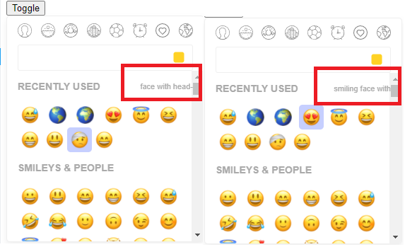 The selected emoji name is too close to the vertical scrollbar and sometimes it's being cut off ...