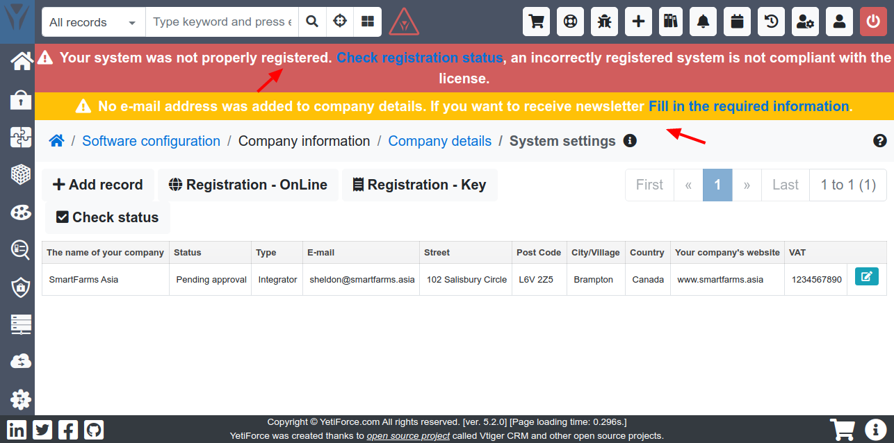 [bug] Unable to register the system · Issue #11748 · YetiForceCompany ...