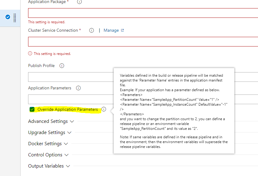 Service Fabric How To Specify Parameters In Vsts Release · Issue 6210 · Microsoftazure