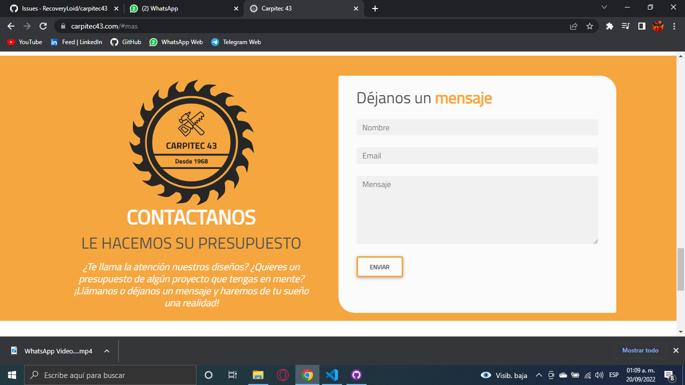 Validaciones en envíanos un mensaje y el botón de enviar debe ser mas grande · Issue #19 ...