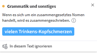 [DE]Fehlalarm "zusammengesetzte Nomen" · Issue #4695 · languagetool-org/languagetool · GitHub