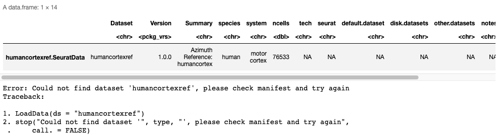Unable To Loaddata For Humancortex Data · Issue 6712 · Satijalabseurat · Github 