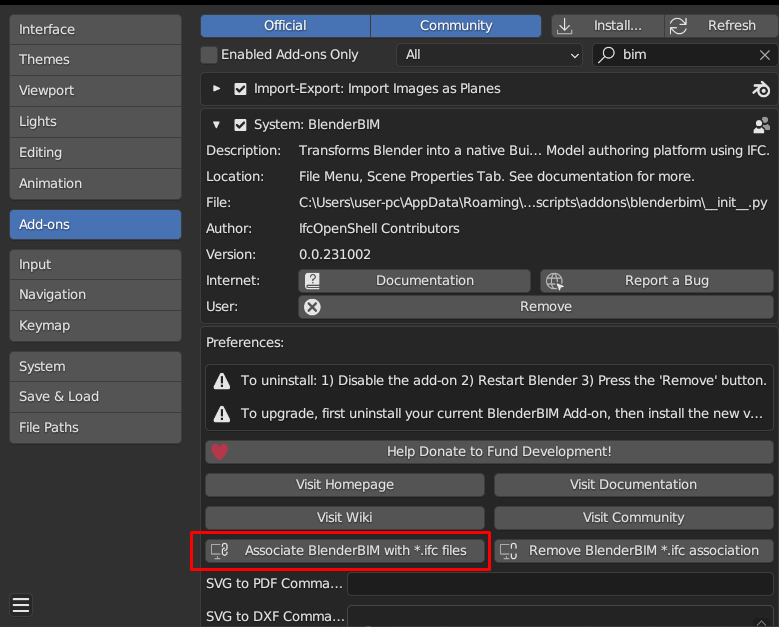 BlenderBim 230920 - IFC file association not working on Windows · Issue #3778 · IfcOpenShell ...