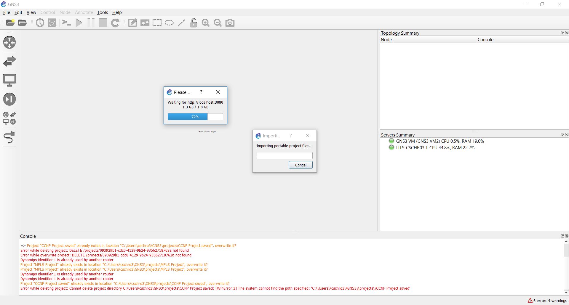 gns3 error "Dynamips identifier 1 is already used by another router" · Issue #1863 · GNS3/gns3 ...