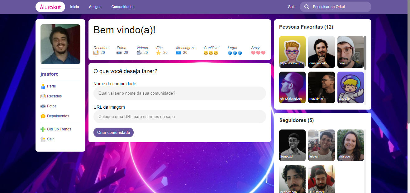 GitHub - jmafort/alurakut: This is a recreation of the old social network called Orkut.