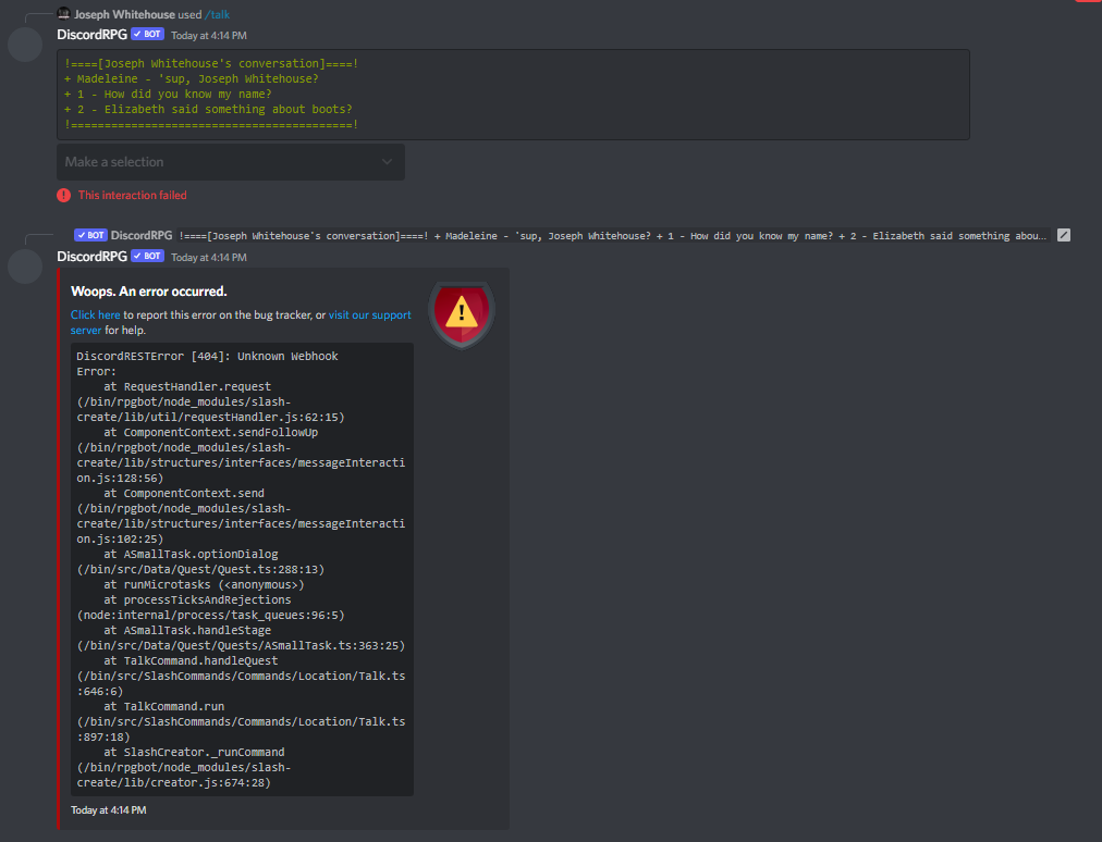 🐛 Bug Report: · Issue #1269 · DiscordDungeons/Bugs · GitHub