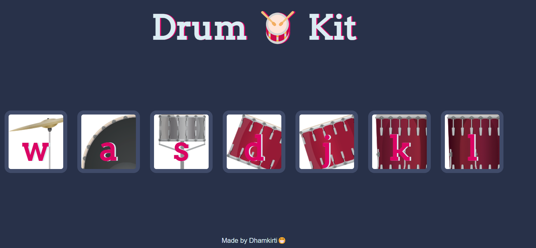 GitHub - dhamkirti21/Drum-Kit-Set: The Drum Kit Set is a virtual drum kit developed using HTML ...