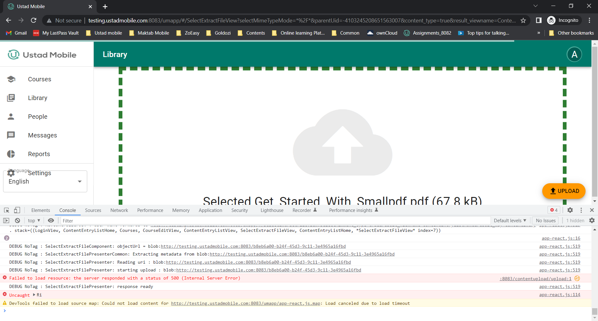Primary-PDF build 6 || Pdf content not able to upload on ustadmobile app through web app · Issue ...