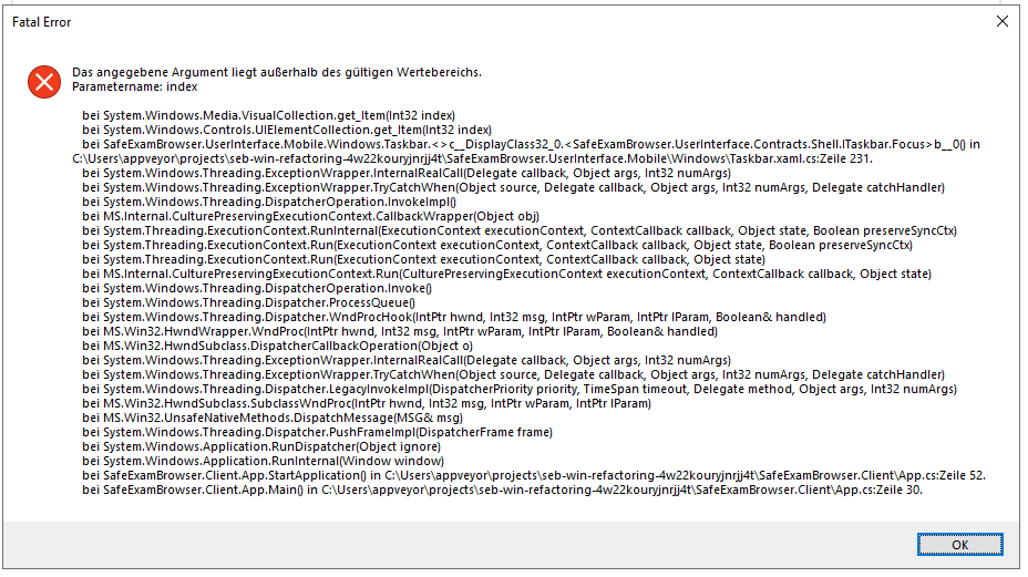 Seb Is Crashing With Use Seb Without Browser Windows And Pressing 