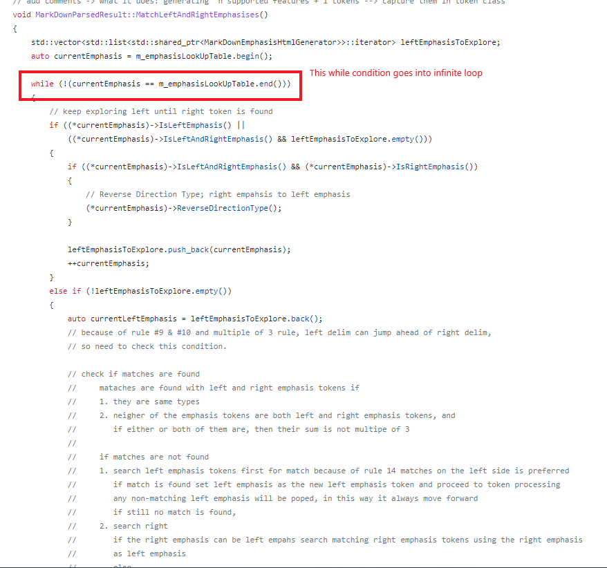 [rendering][ios][android][macos][windows] Shared Cpp Markdownparser Goes Into Infinite Loop And