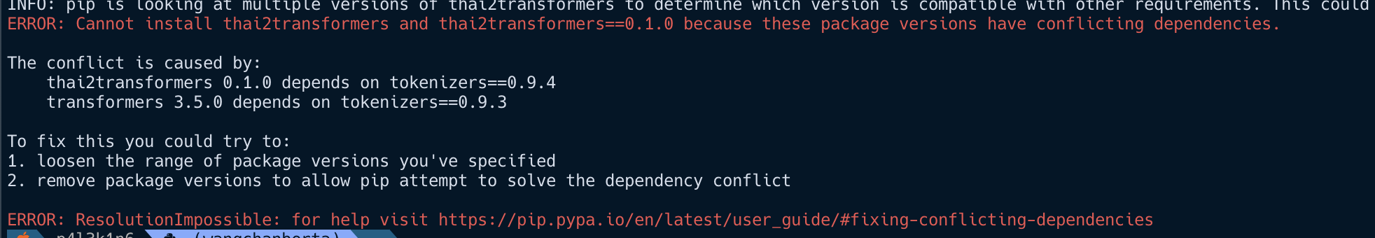 tokenizers package conflicting · Issue #28 · vistec-AI ...