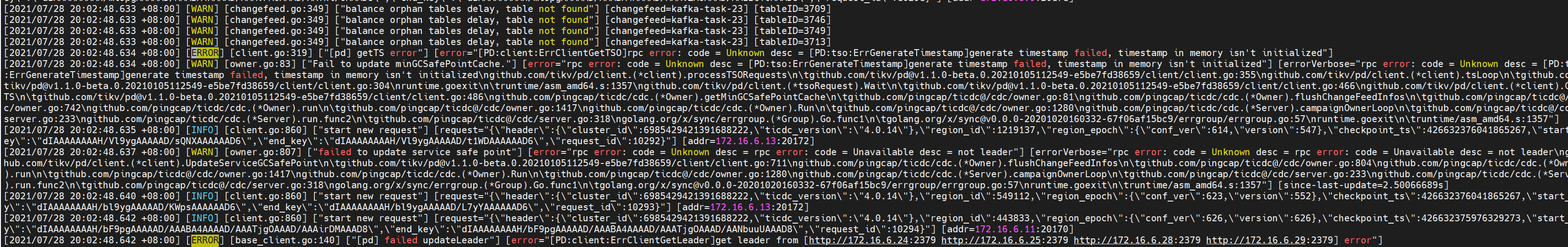 kafka changefeed was stuck after upgrading v4.0.13 to v4.0.14 · Issue #2404 · pingcap/tiflow ...