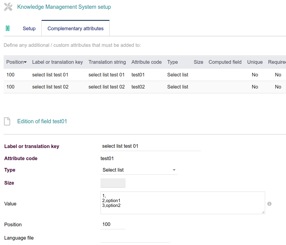 V15 can't add more than one extrafield in Knowledge Management module ...