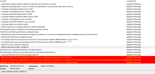 Setting 'AdminServiceURL' variable - Blank · Issue #71 · MSEndpointMgr/ModernDriverManagement ...