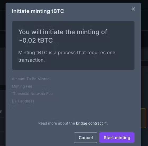 (MEDIUM) The values on the `Initiate minting...` modal blend with the background when the dark ...