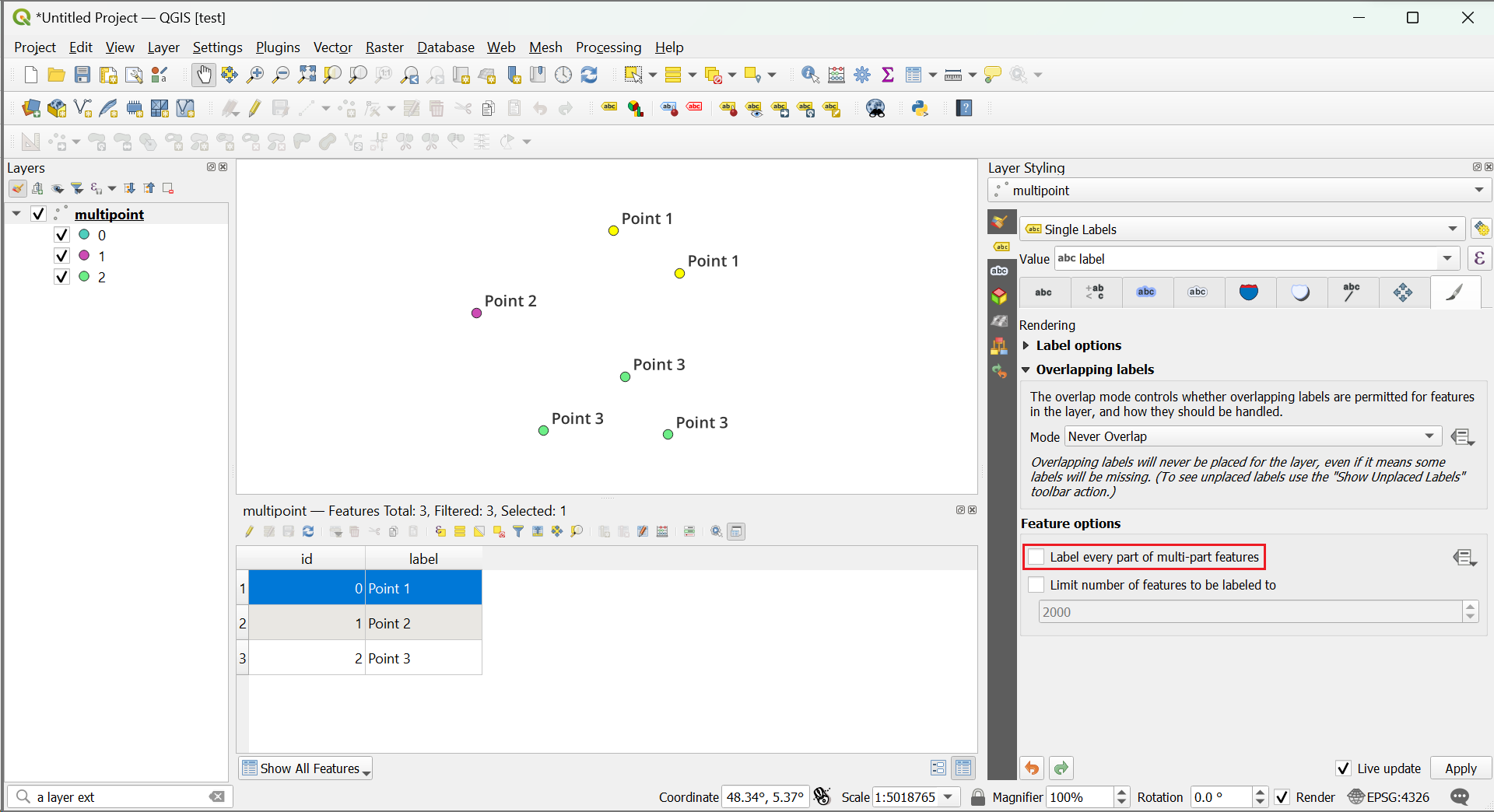 Labels for all parts of MultiPoint features are rendered regardless of label settings · Issue ...