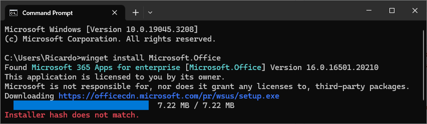[Package Issue]: Microsoft.Office · Issue #112944 · microsoft/winget-pkgs · GitHub
