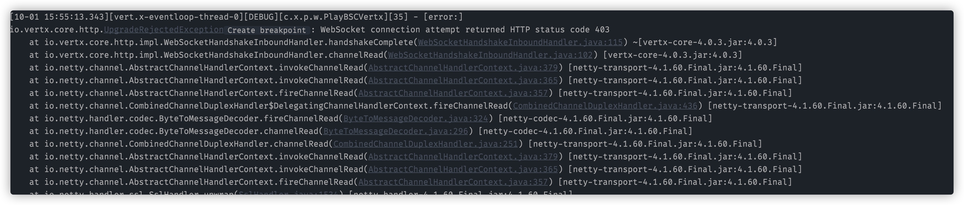 vertx websocket WebSocket connection attempt returned HTTP status code 403 · Issue #4112 ...