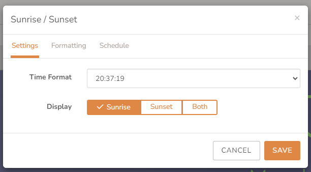 Sunrise / Sunset Time Block · Issue #1669 · dakboard/Cloud-Platform · GitHub
