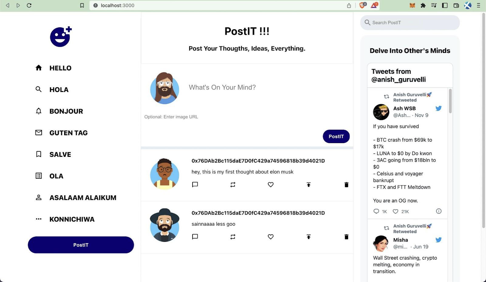 GitHub - AnishGuruvelli/twitter-clone-blockchain: twitter clone - POST IT!