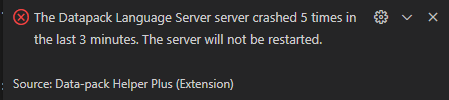 The Datapack Language Server server crashed 5 times in the last 3 ...