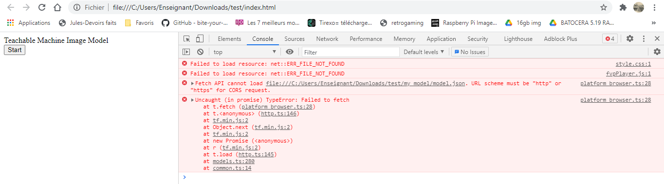 [BUG]: don't work in local webpage · Issue #198 · googlecreativelab/teachablemachine-community ...