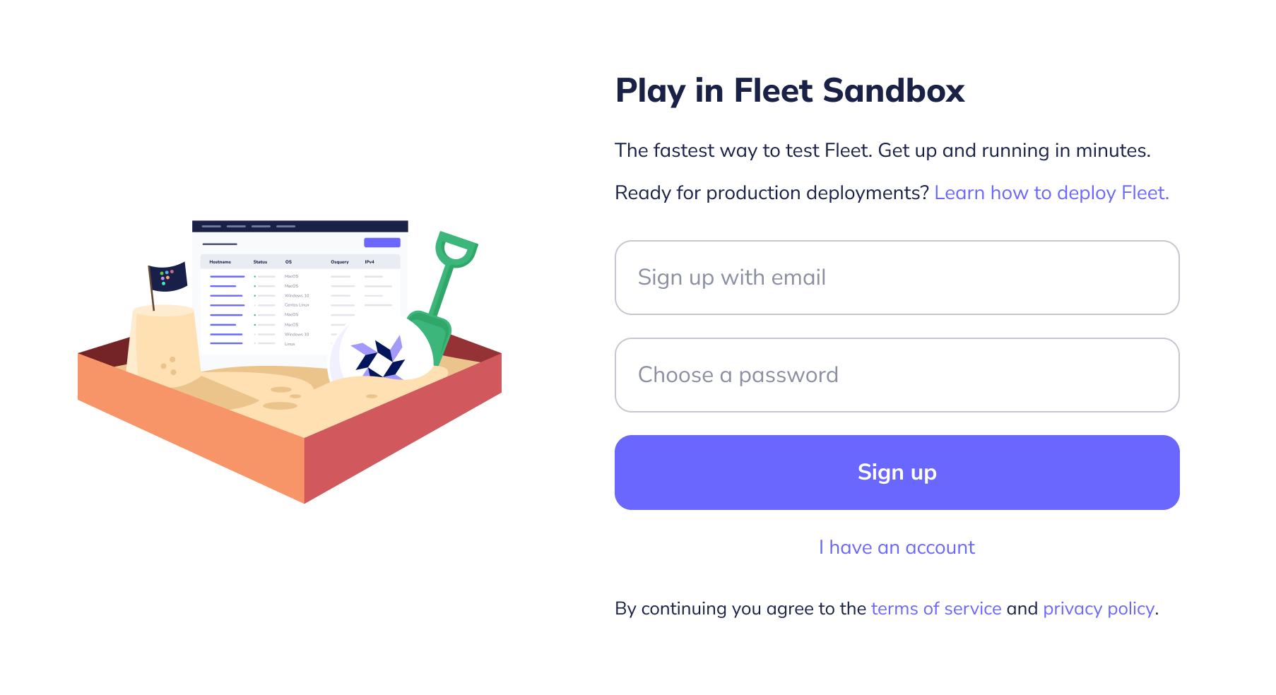 Update copy on Sandbox registration page · Issue #7336 · fleetdm/fleet · GitHub