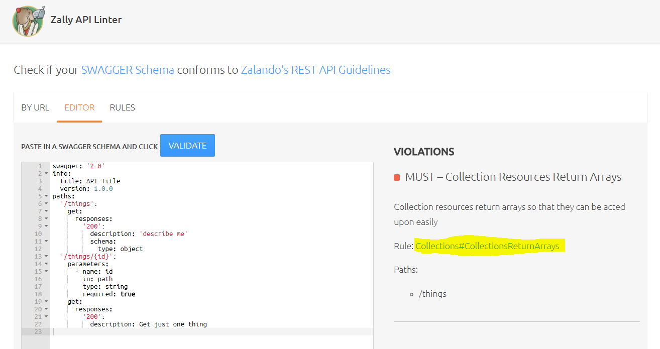 Violations Section incorrectly shows rule's URL instead of code · Issue #546 · zalando/zally ...