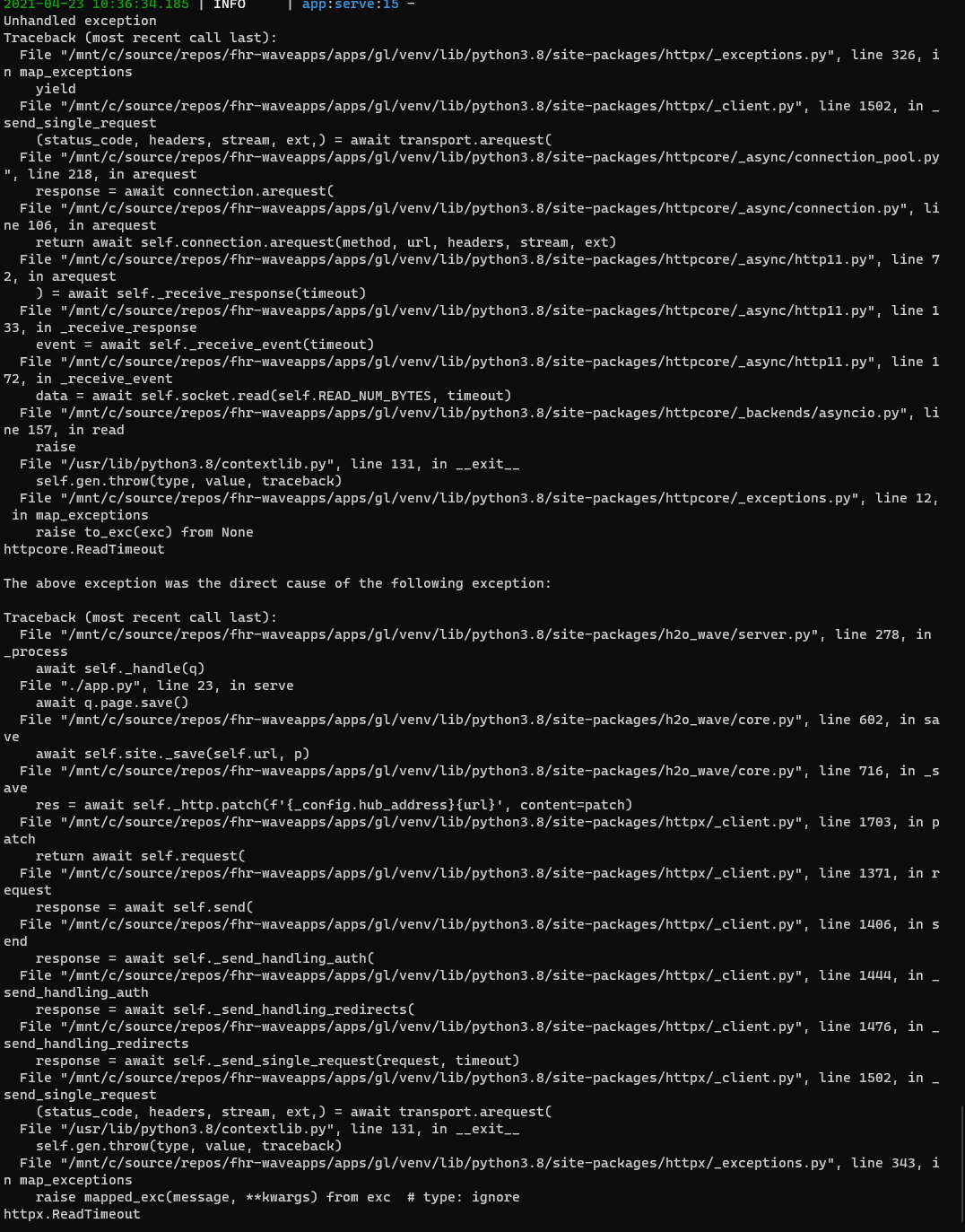 Way to prevent "httpx.ReadTimeout" · Issue #756 · h2oai/wave · GitHub