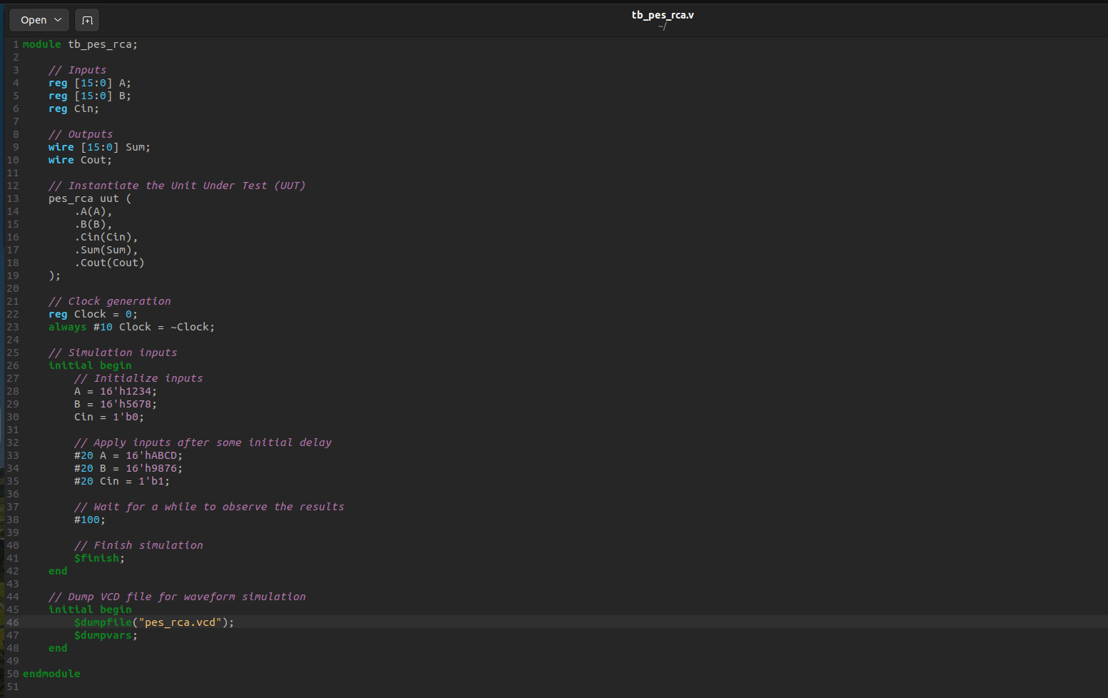 GitHub - Pranav1723/pes_rca: 16 bit Ripple Carry Adder in Verilog along ...
