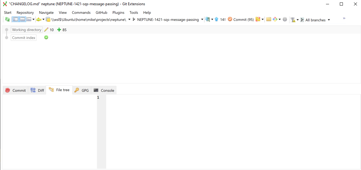 Getting file history for file in File Tree where git repo is in WSL gives empty history browser ...