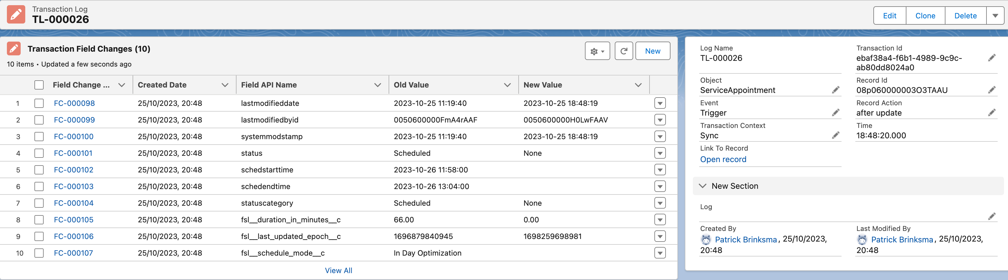 GitHub - iampatrickbrinksma/Salesforce-Transaction-Log: Log record ...