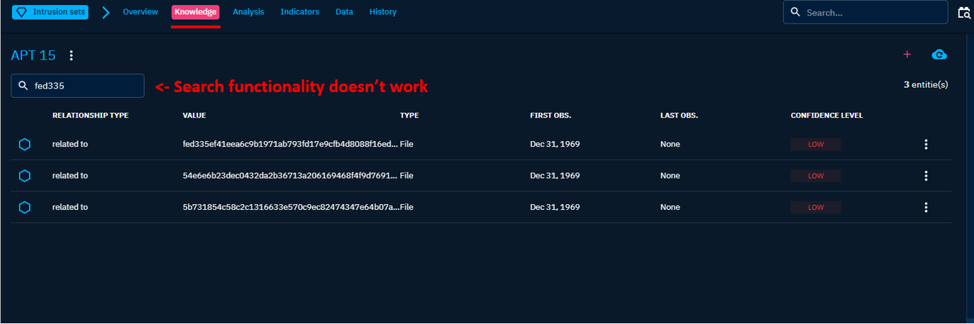 Search and filter objects in Knowledge view of SDO entities · Issue #2031 · OpenCTI-Platform ...