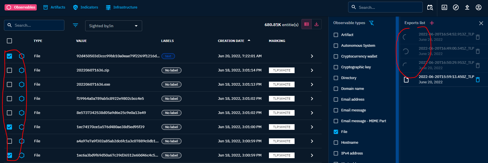 Exporting selected observables causes export to hang · Issue #2177 · OpenCTI-Platform/opencti ...