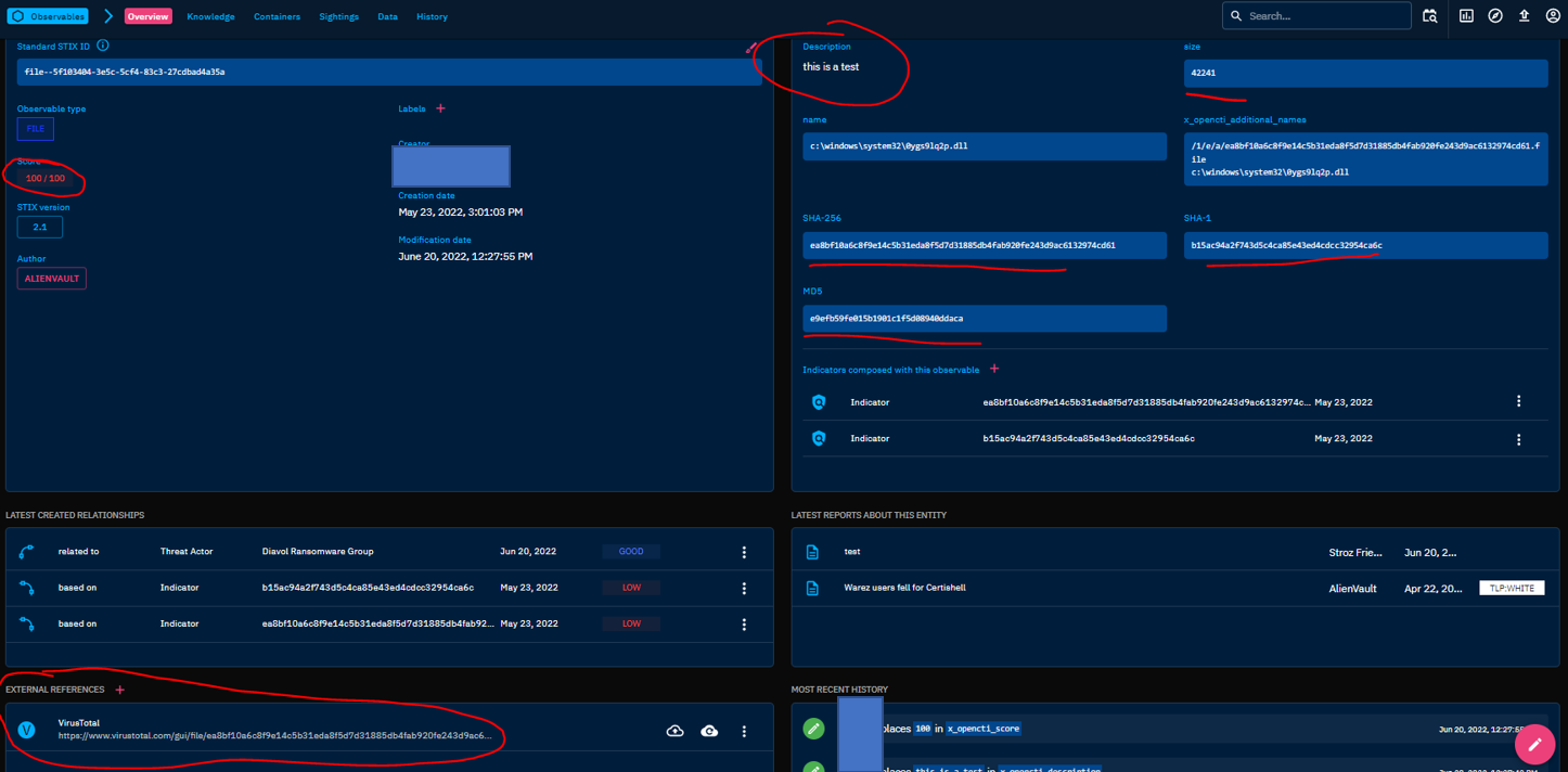 When exporting observables, include all information about them (including file name(s), hashes ...