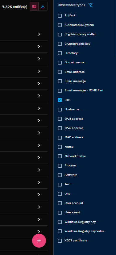 Ability to filter on Observable type in the Knowledge view on a specific object · Issue #2280 ...