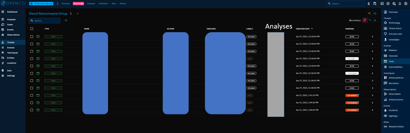 Include "Analyses" Column in Knowledge section for each object · Issue #4825 · OpenCTI-Platform ...