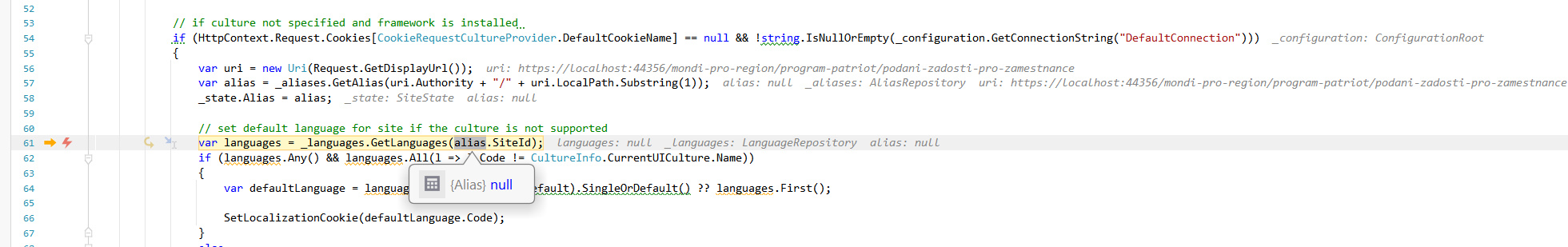 Exception thrown when alias not found from requested url in _Host.cshtml.cs · Issue #1156 ...