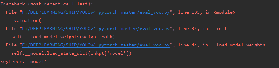加载best.pt文件的时候chkpt会报错keyerror · Issue #150 · argusswift/YOLOv4-pytorch · GitHub