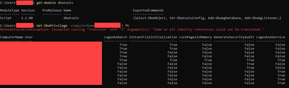 Get-DbaPrivilege Produces No Output in Remote Session · Issue #8118 · dataplat/dbatools · GitHub