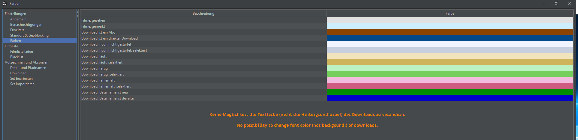 dark mode: Font color in download list is hardly readable · Issue #720 · mediathekview ...
